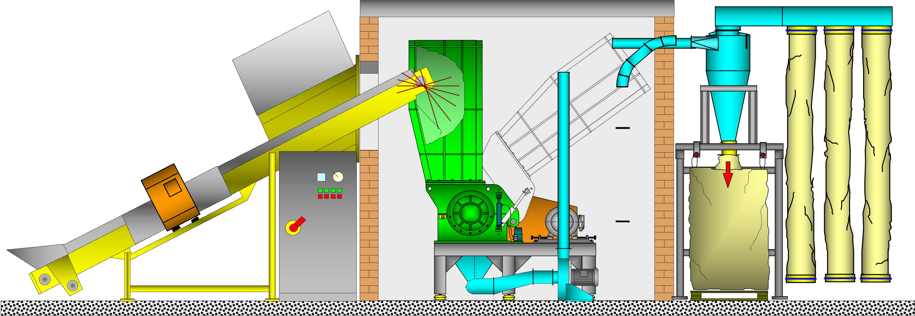 Granulating system for plastic chunks - MHG Maschinenfabrik Hombak GMBH